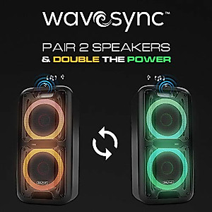 Party Speaker by Dolphin, Portable Bluetooth Speaker on Wheels with Sound Activated Light Show (SP-2100RBT)