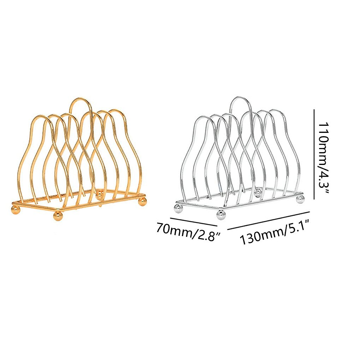 Teensery Iron Metal Plate Organizer Dish Rack Pot Cup Lid Drying Storage Holder Stand for Home Kitchen Cabinet, 6 Slots (Gold)