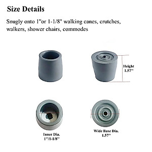 Walker Rubber Tips Replacement 1 Inch Heavy Duty Steel-Reinforced Rubber Tips for Walkers Commodes Shower Chairs Walking Canes, Essential Walker Feet Accessories for Seniors