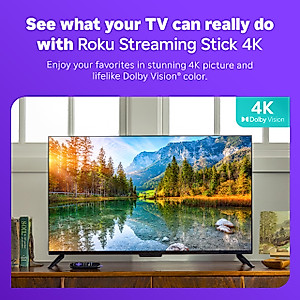 Roku Streaming Stick 4K | Streaming Device 4K/HDR/Dolby Vision with Roku Voice Remote and TV Controls