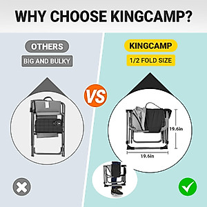 KingCamp Folding Camping Chair, Heavy Duty Director's Seat for Adults Outside, Portable Lawn Chairs with Side Table Breathable Mesh Back Compact Style for Outdoor Sports