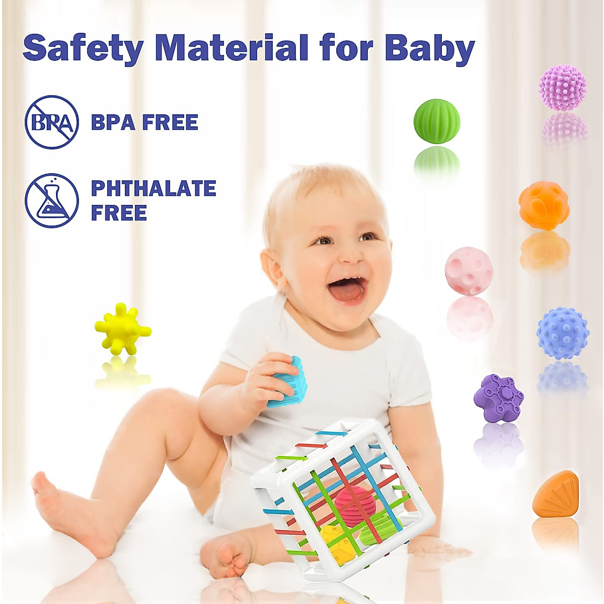 ELLASTAR Baby Shape Sorting Toys Set, Toys for 1-2 Year Old Boys and Girls, 8 PCS Sensory Toys with Activity Cube Set, Montessori Toys for 1 Year Old, Early Learning Toys for Toddlers and Babies