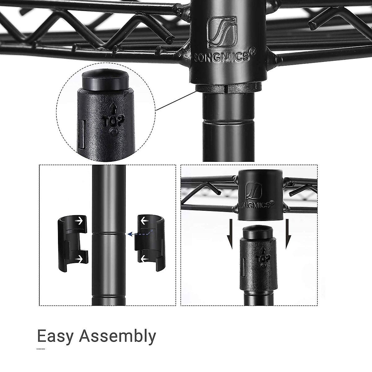 SONGMICS 3 Tier Printer Stand, Printer Table with Wheels, Rolling Printer Cart, Printer Desk with Metal Frame for Home Office, 16.1 x 12.2 x 26.8 Inches, Black ULGR303B01