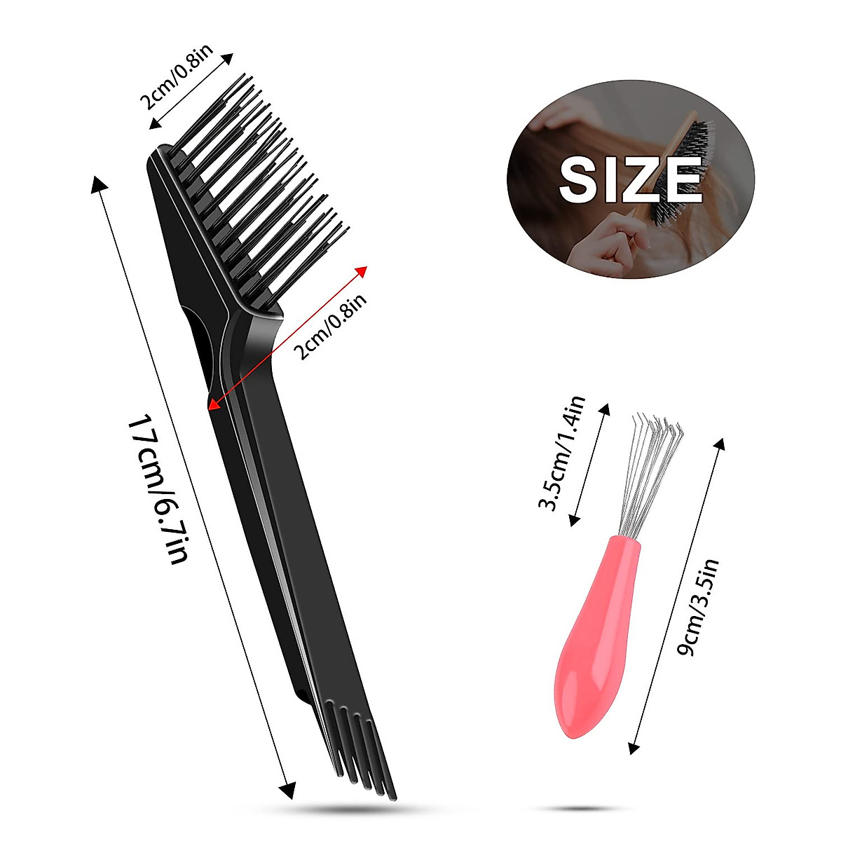 WXJ13 6 Pieces Hair Brush Cleaner Hair Brush Cleaning Tool Comb Cleaner Brush Hairbrush Comb Cleaner Tool for Removing Hair Dust(Black, Pink, Plastic Handle Rake)