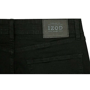 IZOD Jeans Men's Comfort Stretch, Size 34W x 30L Regular Fit, Black, Supersoft Knit Denim Pants with UltraFlex Waistband