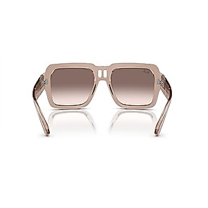 Ray-Ban RB4408 Magellan Square Sunglasses, Transparent Light Brown/Light Brown Mirrored Silver Gradient, 54 mm