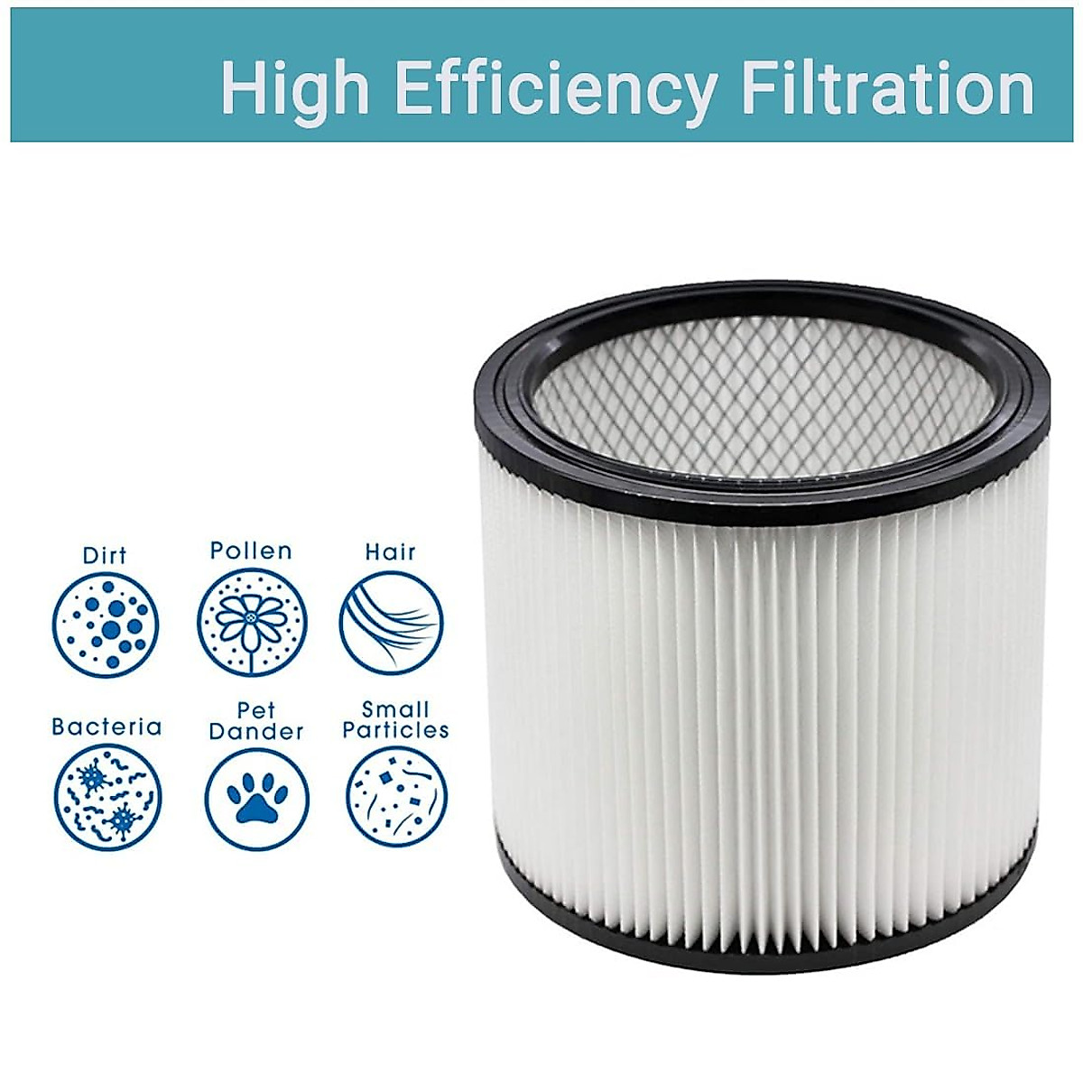 2 Pack Replacement Filter Compatible with Shop Vac 90304 90333 90350, Reusable and Washable Cartridge Filters Fits Most 5 Gallon and above Wet/Dry Vacuums