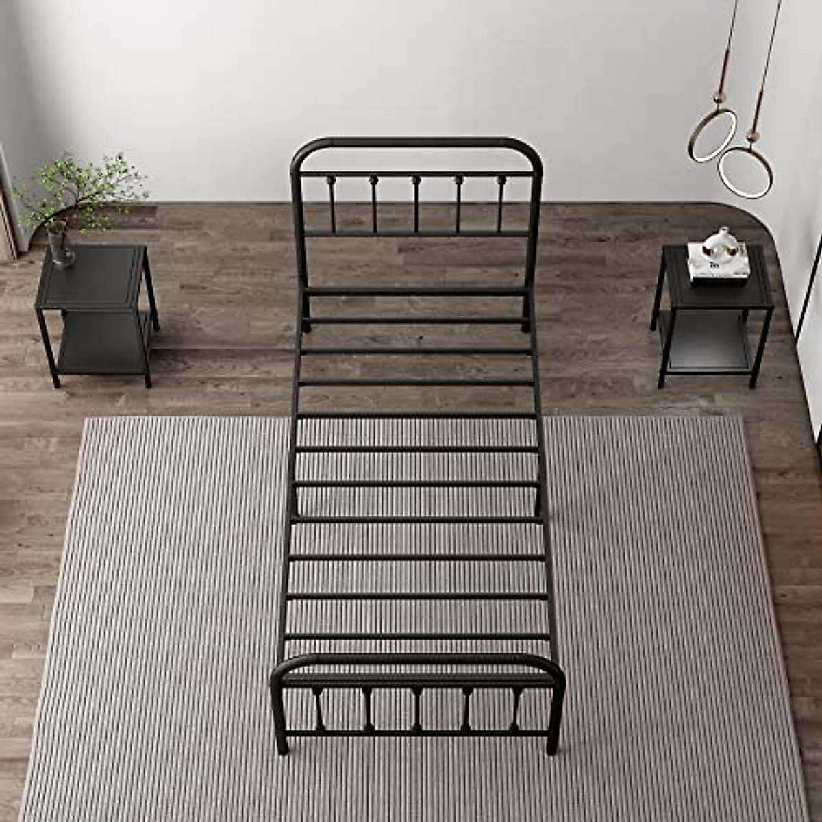 Kujielan Metal Platform Bed Frame - Stylish Simplicity Twin Bed Frame with Headboard and Footboard Bed Frame ,Under Bed Frame Storage Suitable for Bedroom,Guest Room，Apartment