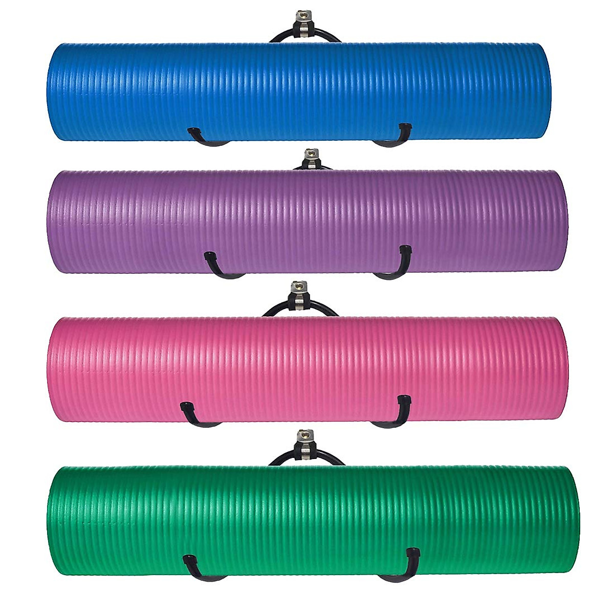 AUXPhome Adjustable Wall-Mounted Yoga Mat Foam Roller and Towel Rack Holder - 4 Pack