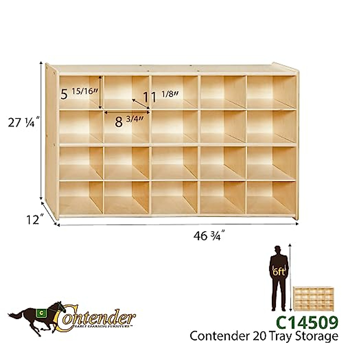Contender 20 Cubby Storage Shelf made of Hard Wood Cabinets Ideal for Classrooms and Homes, Best for Kids Toy Storage, Stationary Organizer, Hard Wood Cabinets perfect for Classrooms and Homes