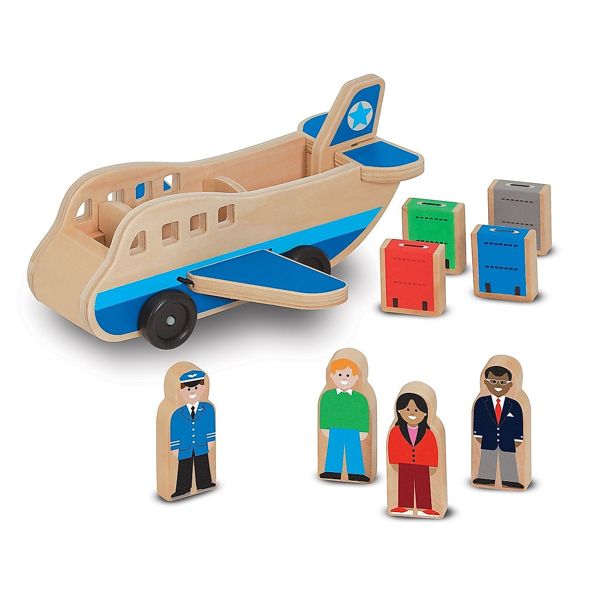 Melissa & Doug Wooden Airplane Classic Toy + Free Scratch Art Mini-Pad Bundle [93941]