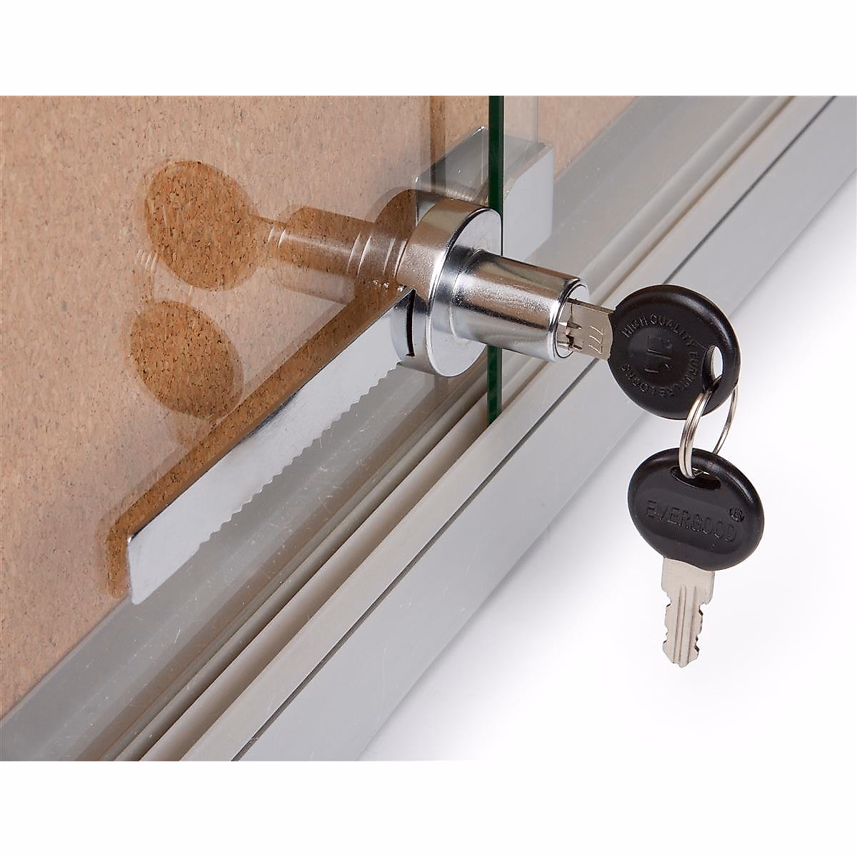 48" x 36" Enclosed Bulletin Board for Wall Mount, Indoor Use Only, 4' x 3' Cork Board with Sliding Glass Door - Silver Aluminum Frame