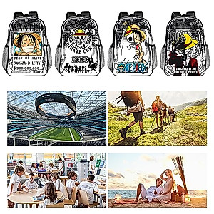 URYLVUG Japanese Anime Clear Backpack, Cosplay PVC Daypack, Heavy Duty See Through Shoulder Bag for Work, Transparent Plastic Bag for Boys Girls-Skull