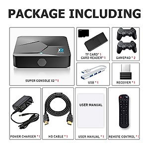 Bearway Super Console x2 Retro Game Console with 60,000+Classic Games for TV, Video Game Console with 60+Emulators,Plug& Play Gaming System EmuELEC4.6&Android TV 9.0, 2 Wireless Controllers(256G)