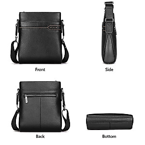 LAORENTOU Men's Genuine Leather Shoulder Bag, Business Crossbody Bag for Men Messenger Bags Leather Purse