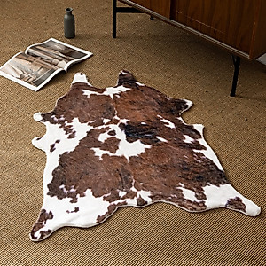 Ashler Faux Cowhide Rug, Cow Print Area Rug, Light Brown Cute Cow Animal Mat, Non-Slip Backing, Machine Washable, Cowhide Rugs for Room Decor, Living Room and Bedroom, 2.9 x 3.6Ft