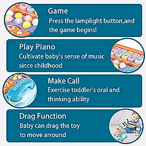 Kimery Baby Phone Toy,Baby Toy Phone Cartoon Baby Piano Music Light Toy Children Pretend PhoneToy Gift Game Boy Girl Early Education Gift Blue (18 M+)