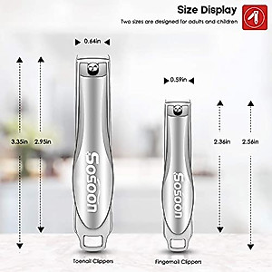 Nail Clippers Set, Silver Sleek Stainless Steel Fingernails and Toenails Clippers, Sturdy Durable Sharp Nail Cutter Trimmer Nail Clipper for Men Women with Metal Box from Sosoon