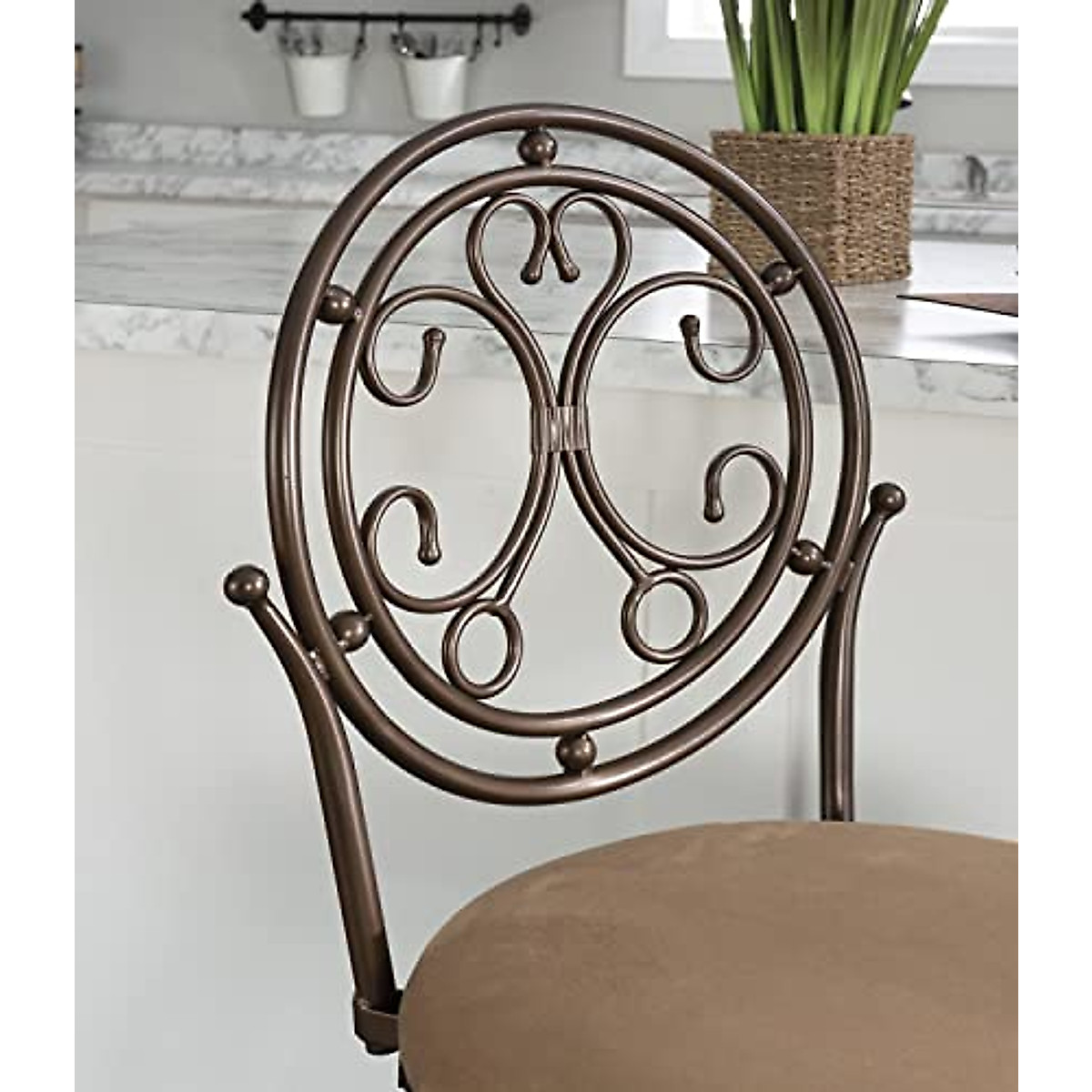 Powell Company Big and Tall Scroll Circle Back Powell Counter Stool, Height, Bronze/Beige