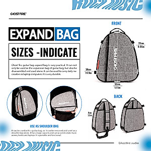 GHOSTFIRE high-end Electric Guitar Gig Bag Super thick fit ST/TL ，LP/SG An Expansion Package Is Attached (Electric guitar-grey)