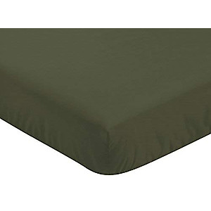 Sweet Jojo Designs Solid Dark Green Baby or Toddler Fitted Crib Sheet for Woodland Camo Collection