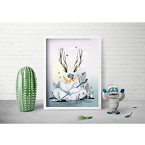 8x10 Fantasy Nordic Art Print Bulgaria Fantasy Folk Wall Design Yeti Meditation Studio Ghibli Animal Cute Nature Travel Illustration Scandinavian Art Whimsical Animal Sunrise Monster Art Nursery Decor