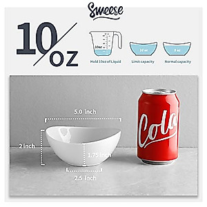 Sweese 5 Inch Porcelain Small 10 oz Bowls Set of 6, for Dessert | Ice cream | Soup | Rice | Fruits | Small Portions - Microwave, Dishwasher, and Oven Safe - White