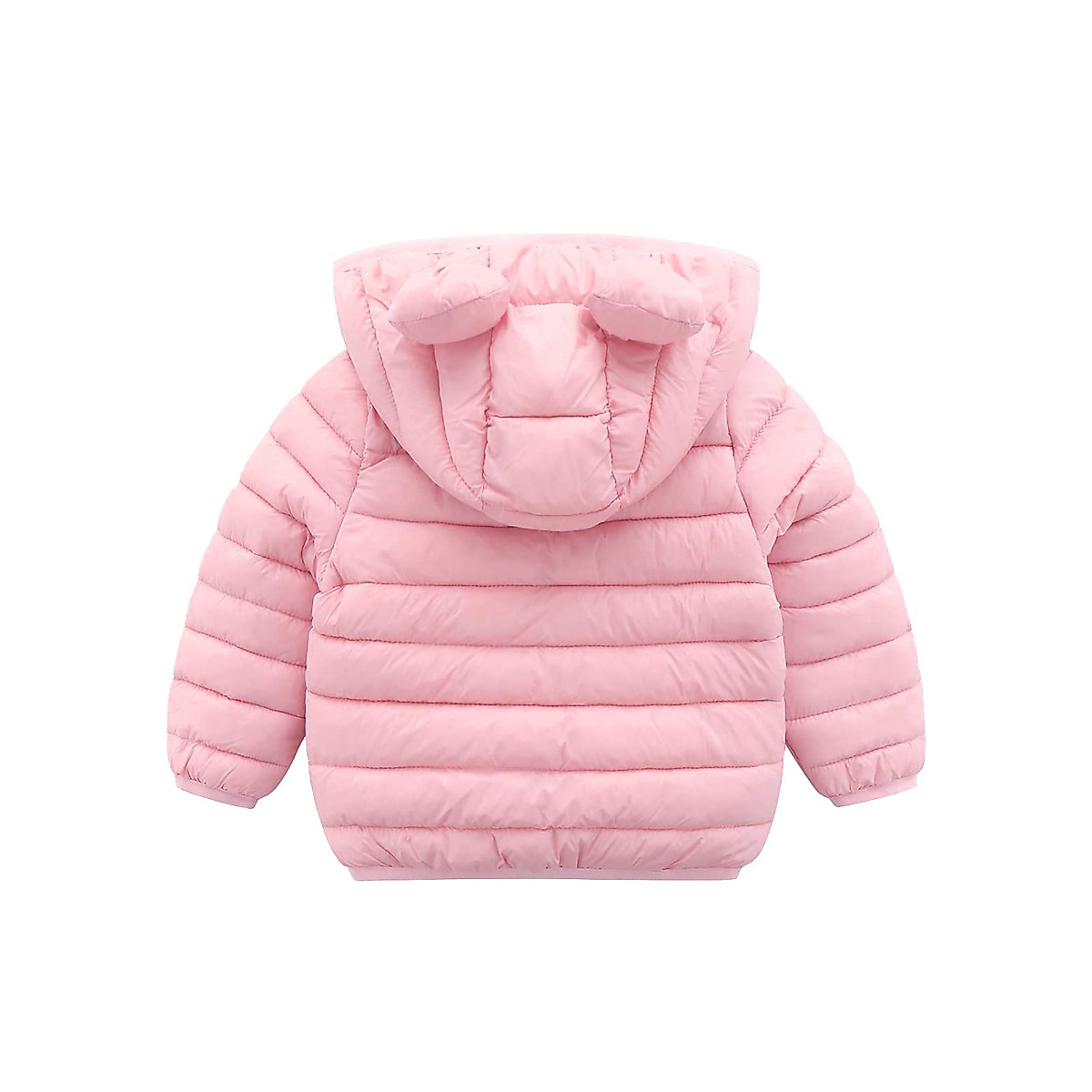 XMWEALTHY Baby Boys Girls Winter Coats Toddler Light Puffer Down Jacket Infant Kids Bear Hoods Padded Outwear Pink 12-18 Months