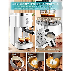 Gevi Coffee Servers 20 Bar High Pressure Espresso Machines, Expresso Coffee Machine with Milk Frother for Espresso, Latte Macchiato, Cuppuccino,1.2L Water Tank, 1350W