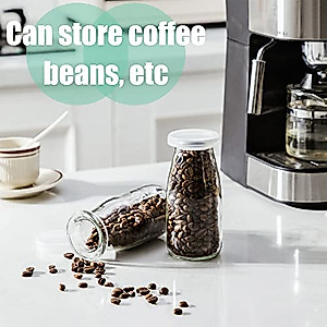 Zubebe 12 Pack 6.76 oz Small Glass Milk Bottle Clear Mini Glass Bottles with Lids Glass Juice Bottle Reusable Small Milk Jar Vintage Breakfast Shake Container for Drinking Water Juice Honey