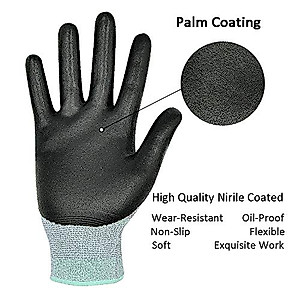 Ultra Durable Safety Work Gloves for Women Men, Seamless Knit Non-Slip Elastic Nylon Gloves, Power Grip, 3D Comfort Stretch Fit, Smart Touch Screen, Breathable, Abrasion, Antistatic, Small