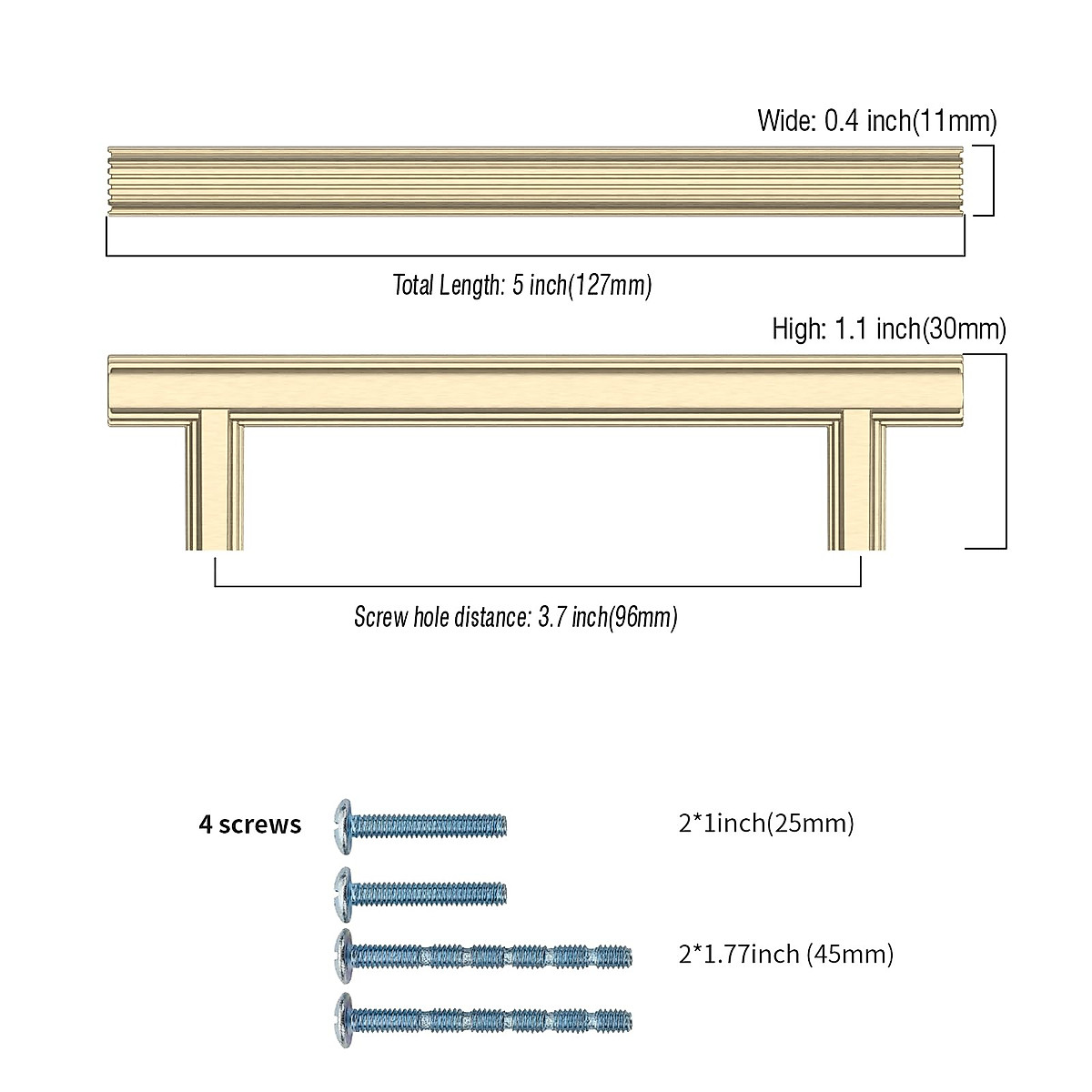 KNOKLOCK 10 Pack 3.75 Inch(96mm) Kitchen Cabinet Handles Brushed Brass Cabinet Pulls Gold Kitchen Cabinet Hardware Drawer Pulls for Dresser Cupboard Wardrobe
