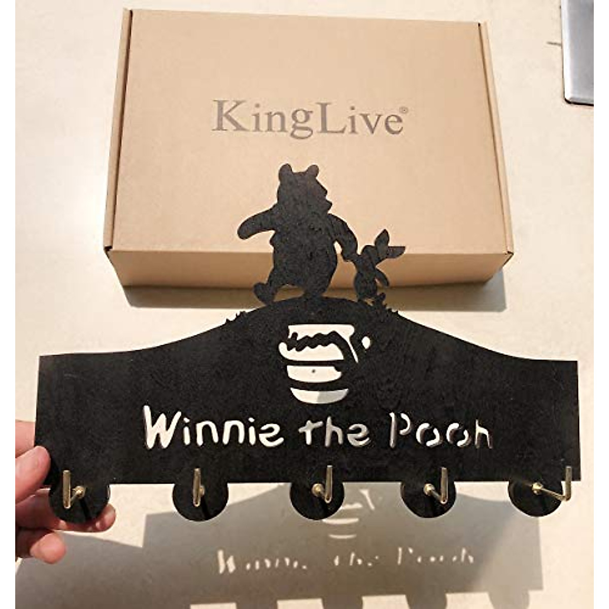 YSdesign Winnie The Pooh Key Hooks-Disney Wall Hooks Heavy Duty 22LB(Max),Wall Décor,Wood Coat Hooks, Key Holder,Key Hanger for Wall、Entryway and Kitchen