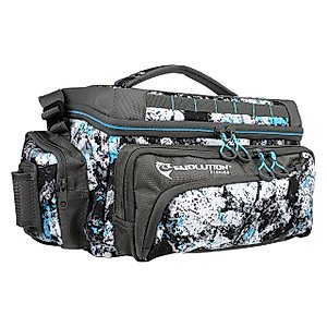 Evolution Fishing Largemouth 3700 Tackle Bag - 19" in, Water Camouflage, Outdoor Carry Bag w/ 3 Fishing Trays, Plier Holster, Tackle Box Storage…