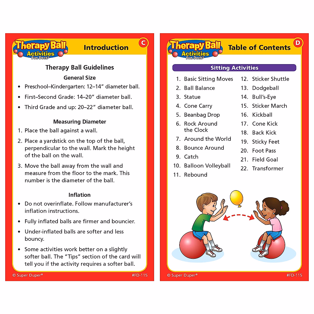 Super Duper Publications | Therapy Ball Activities Fun Deck | Upper Body and Core Strength Flash Cards | Educational Learning Materials for Children