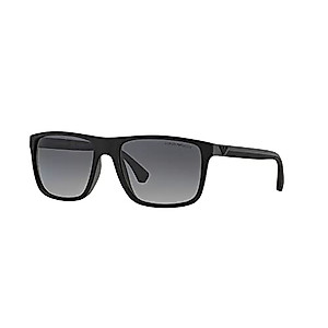 Emporio Armani Men's EA4033 Square Sunglasses, Black/Grey Rubber/Polarized Grey Gradient, 56 mm