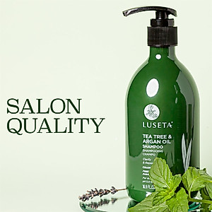 Luseta Tea Tree Shampoo with Argan Oil 16.9 Fl oz- Clarifying,Hydrating and Fighting Dandruff and Itchy Scalp - For Damaged and Oil Hair - Sulfate and Paraben Free for Men and Women