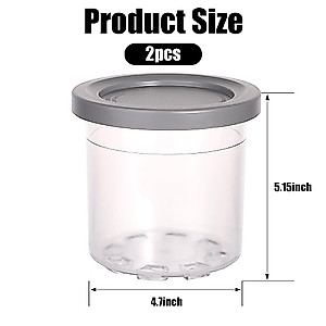 TOYMIS 2pcs Creamy Pints And Lids, Ninja Creamy Pints And Lids Ice Cream Storage Containers Ice Cream Plastic Cups Storage Compatible with NC500 NC501 Ice Cream Maker