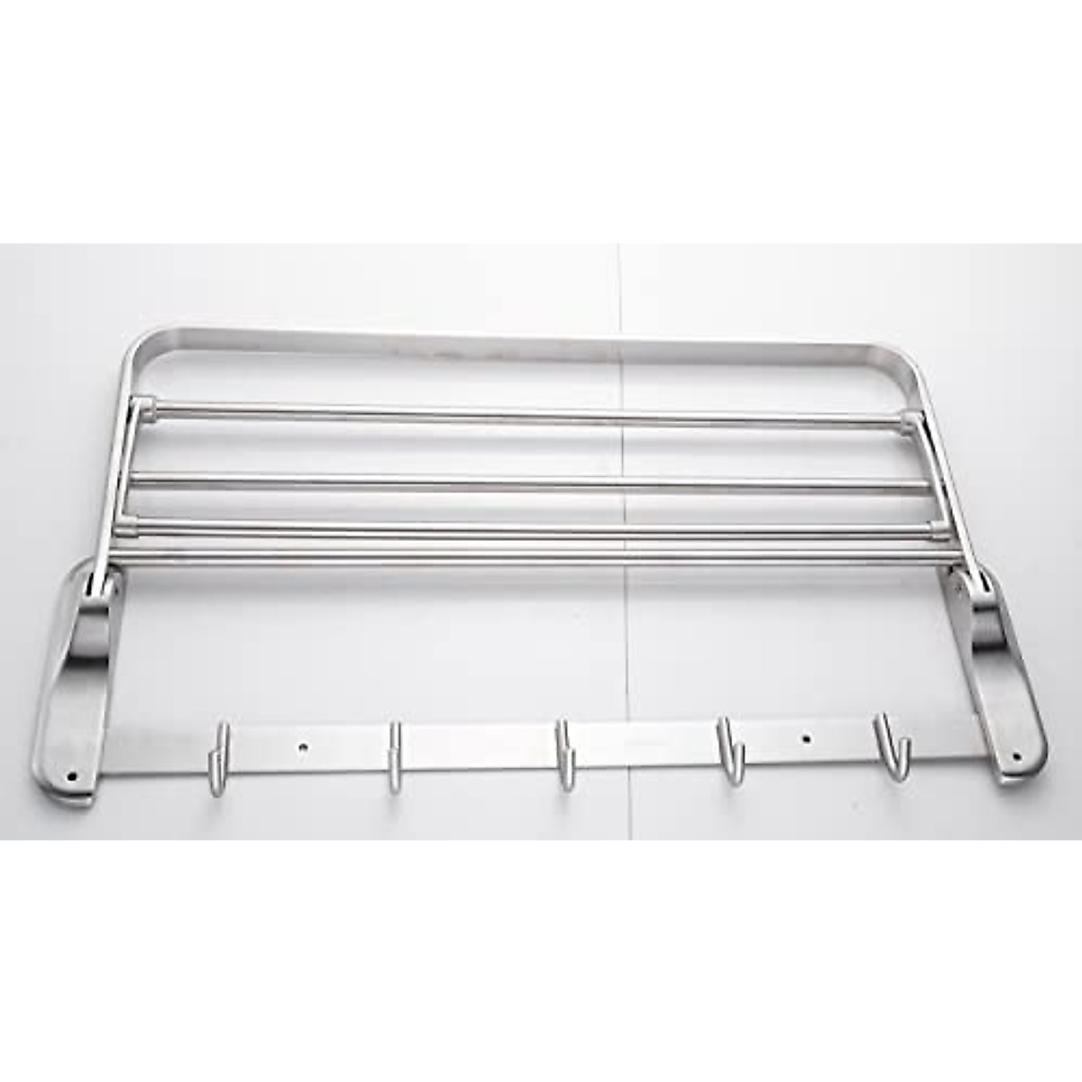 ELLO&ALLO Stainless Steel Towel Rack Shelf for Bathroom, Double Towel Bar Holder with Hooks Wall Mounted Brushed Nickel