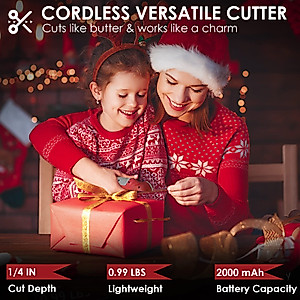 Matework Cordless Electric Scissors, 4V Multi-Cutter with Suitcase, 2000 mAh Cardboard Cutter with Self-sharpening Blade, Power Rotary Scissors for Carpet Leather