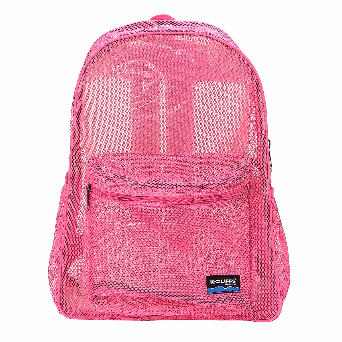 Heavy Duty Classic Gym Student Mesh See Through Netting Backpack | Padded Straps | Hot Pink
