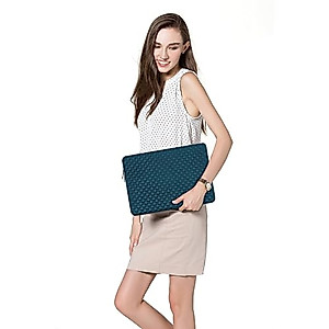MOSISO Laptop Sleeve Compatible with MacBook Air/Pro, 13-13.3 inch Notebook, Compatible with MacBook Pro 14 inch 2023-2021 A2779 M2 A2442 M1, Diamond Foam Neoprene Bag with Small Case, Deep Teal