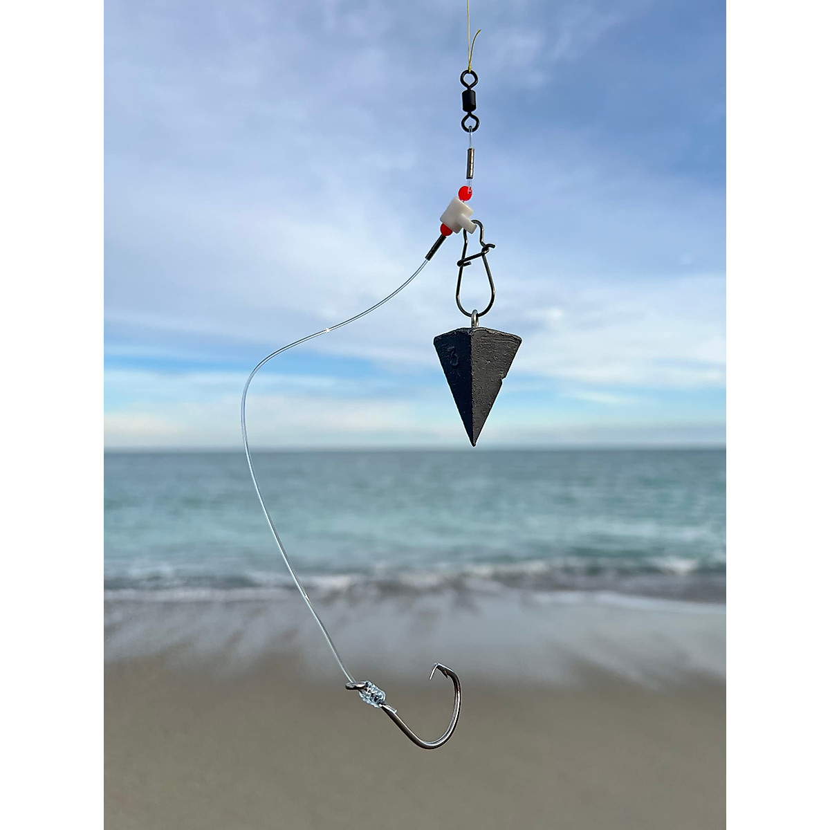 3 Pack 'Old Drum Rig' Surf Fishing Rigs with Duo-Lock Sinker Slide Snap 100# Mono 8/0 Snelled Circle Hook