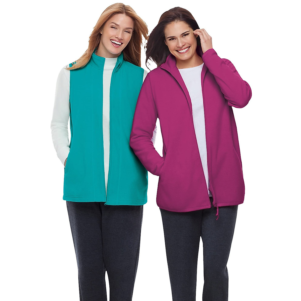 Woman Within Plus Size Zip-Front Microfleece Vest Long Fleece Vest - 3X, Black