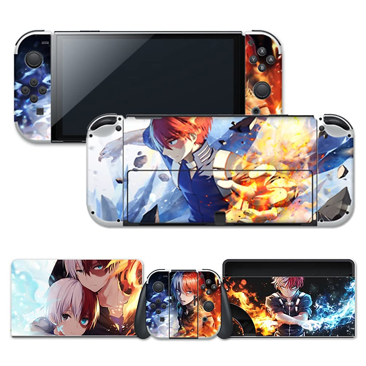 GilGames Protector Skin for Nintendo Switch OLED Model, Stickers Decals Wrap Cover Full Set Protection Faceplate Console Dock