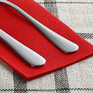 Linen-Feel Flame Red Paper Napkins, Cloth Like Dinner Napkins with Built-in Flatware Pocket, Pre-Folded Christmas Napkins Disposable Guest Paper Hand Towels for Kitchen, Events Party Napkins 50 Pack