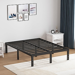 SHLAND Bed Frame Queen Size, 14 Inch Heavy Duty Metal Platform Bed Frame No Box Spring Needed, Mattress Foundation, Storage Space, No Noise, Easy Assembly
