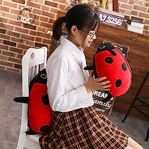 pangcangshu Cute Plush Toy Soft Ladybug Ladybird Insect Hold Doll Pillow Cushion Novelty Children Birthday Gift (Red, 30cm/11inch)