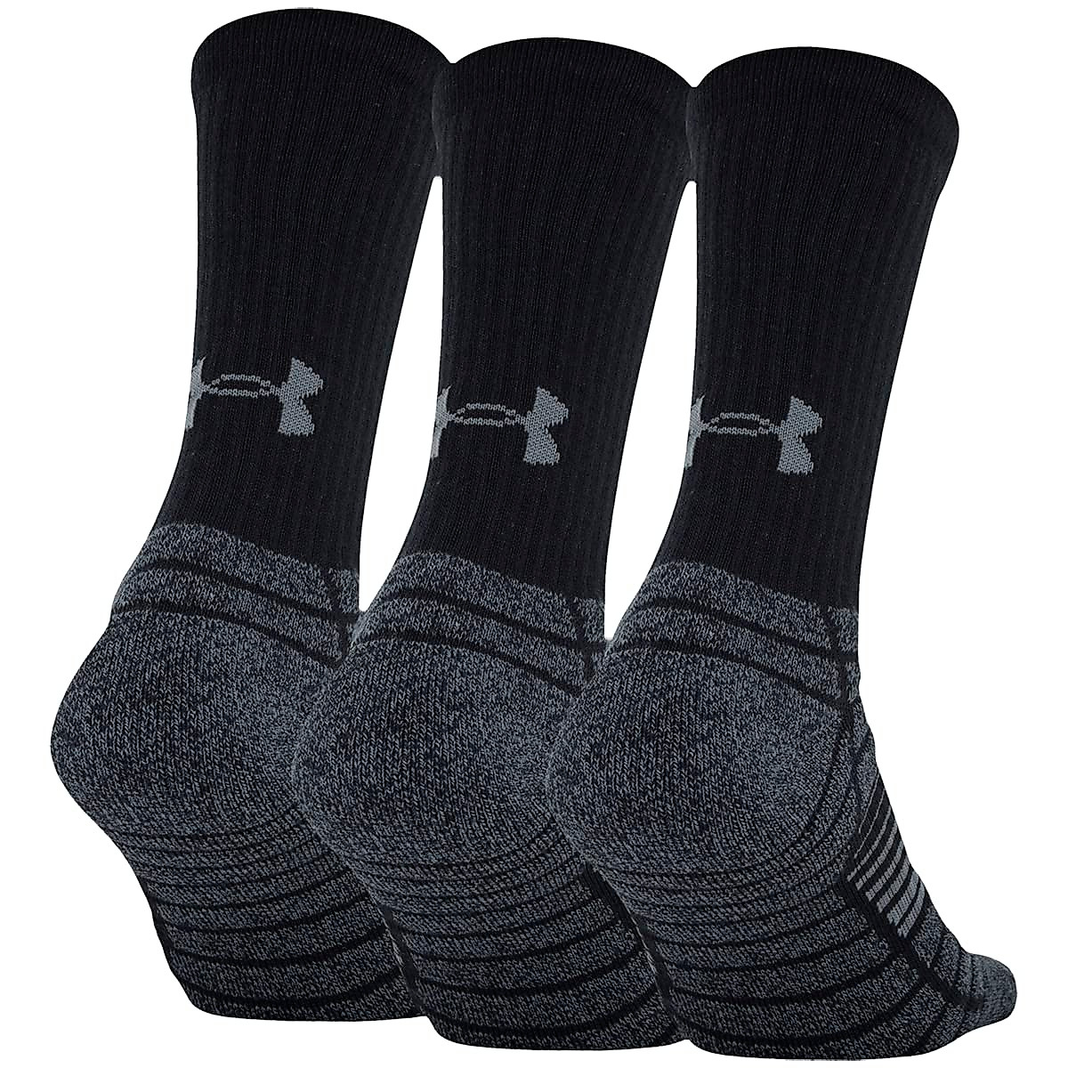 Under Armour Adult Elevated Performance Crew Socks, 3-Pairs, Black, Large