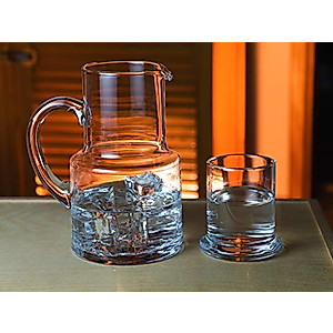 Barski - European Quality Glass - 2 Piece Water Set -Bedside Night Water Carafe/Desktop Water Carafe - With Handle - With Tumbler - Carafe is 18 oz. - Made in Europe